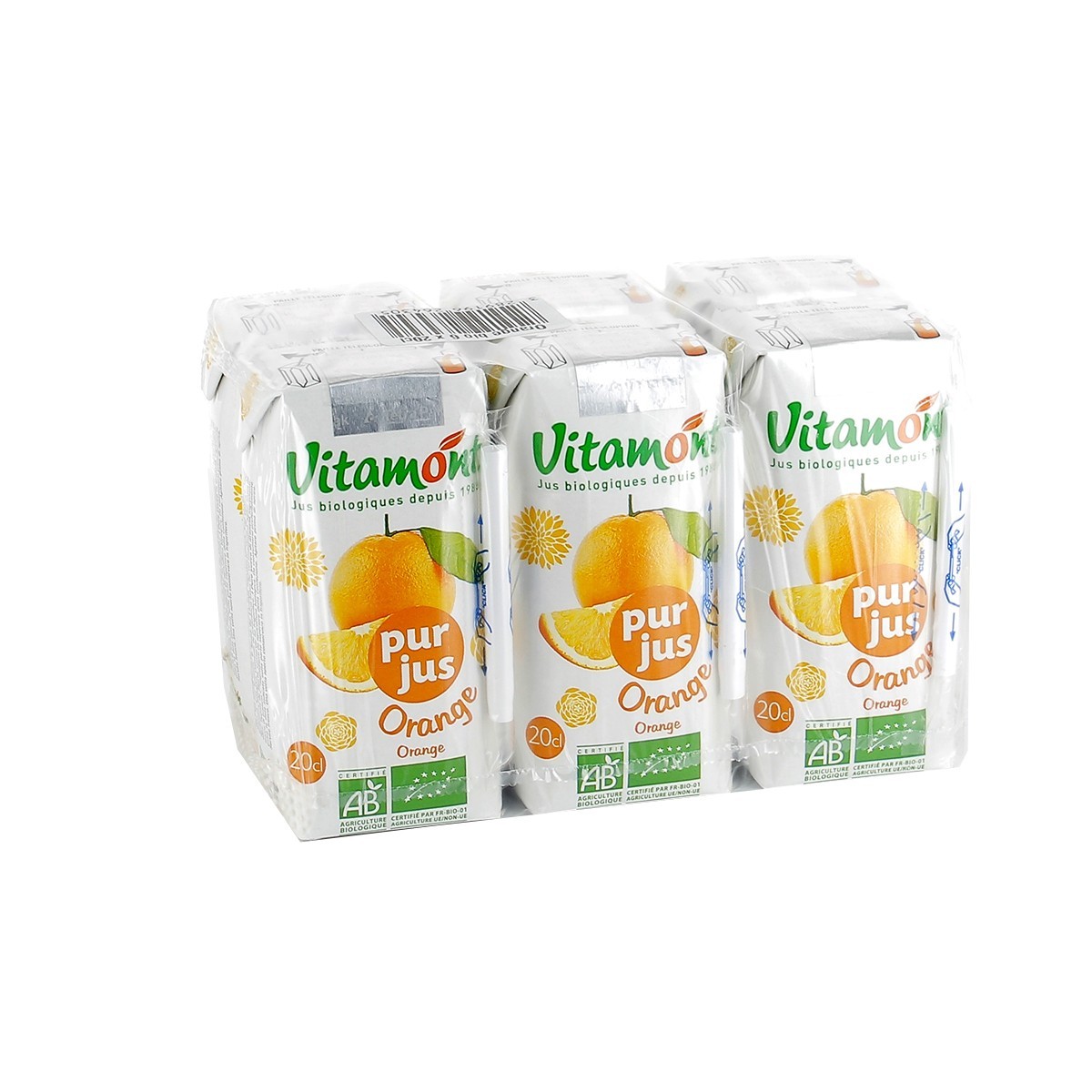 Pur jus d'orange bio mini brique - 6 x 20 cl | VITAMONT